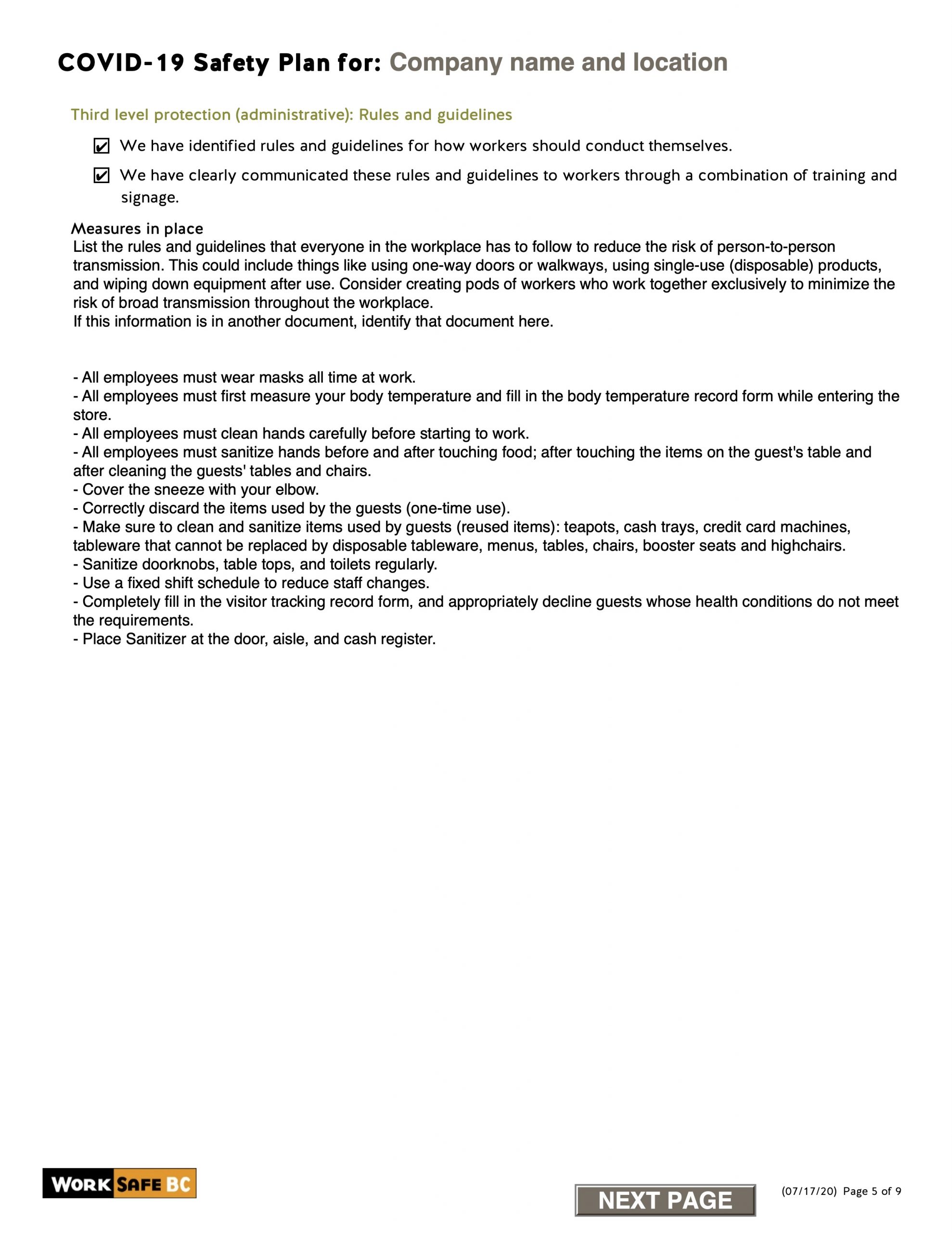 COVID-19 Safety Plan - MYST