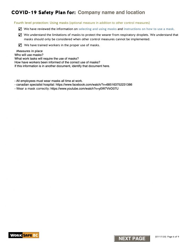 COVID-19 Safety Plan - MYST