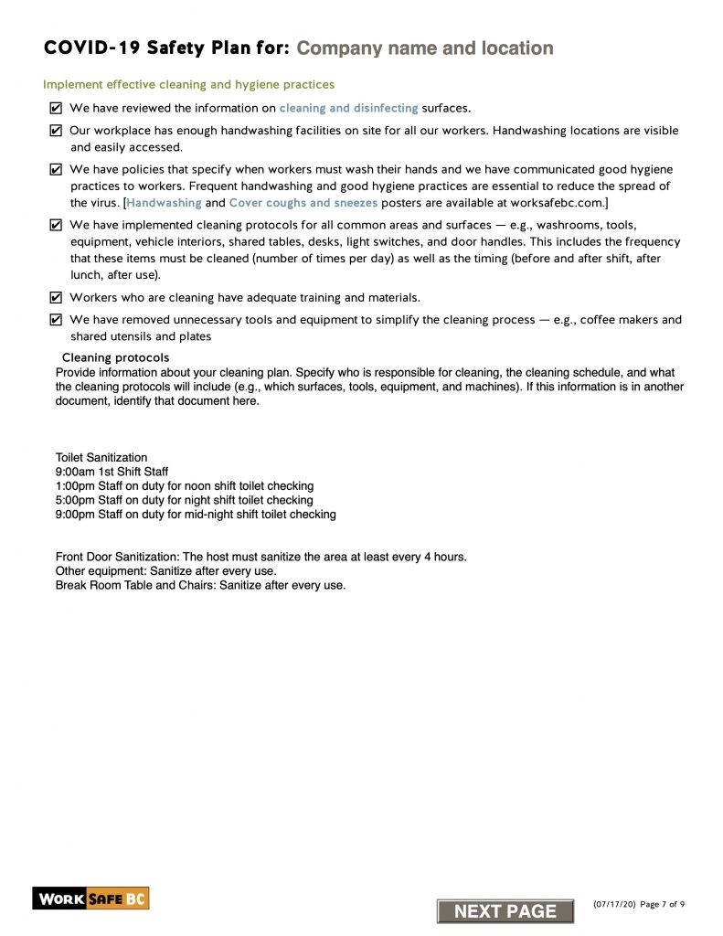 COVID-19 Safety Plan - MYST