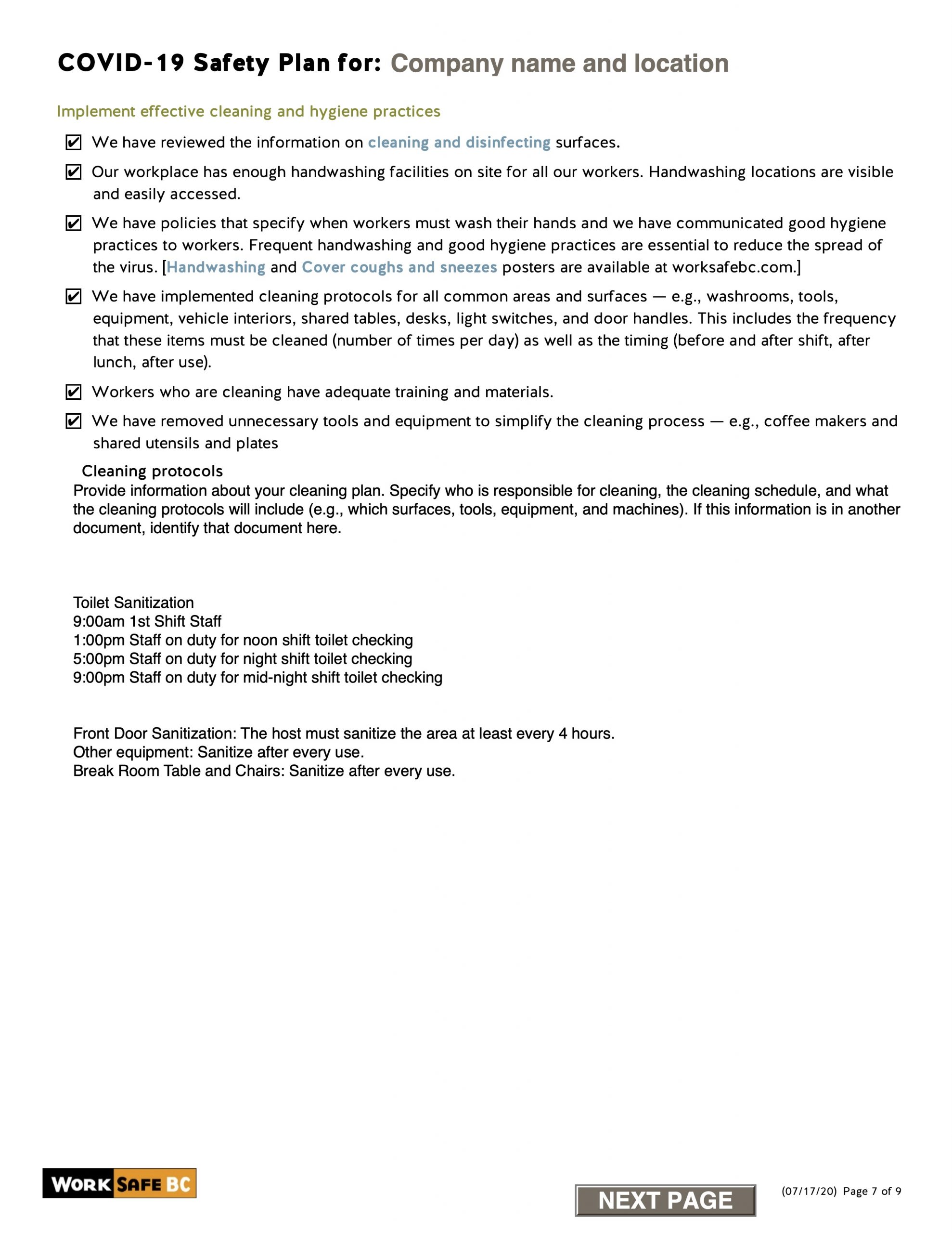 COVID-19 Safety Plan - MYST